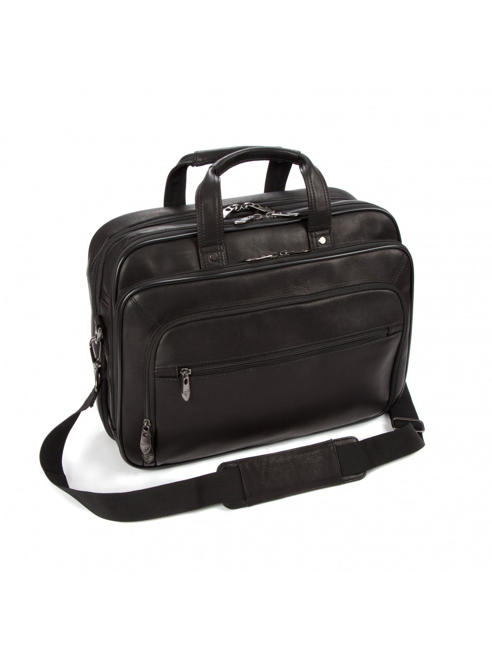 15" Falcon Colombian Leather Laptop Briefcase - FI6703 Black